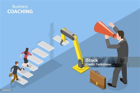 비즈니스 코칭의 3d 아이소메트릭 플랫 벡터 개념 일러스트레이션 3차원 형태에 대한 스톡 벡터 아트 및 기타 이미지 3차원 형태 강사 개발 Istock