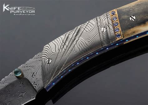 George Dailey Custom Knife Mammoth And Damascus Linerlock With Inlaid
