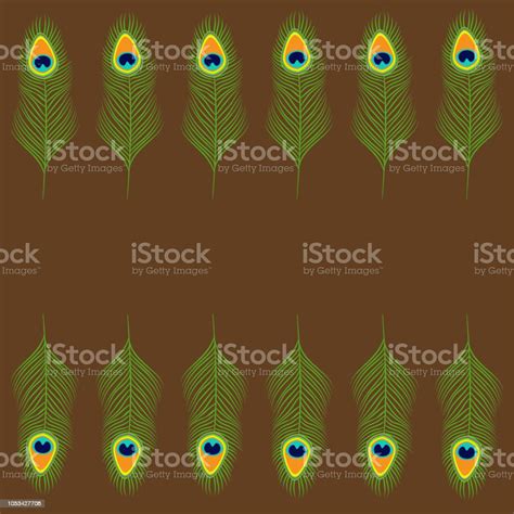 공작 깃털 컬렉션을 설정합니다 아름 다운 프레임입니다 이국적인 열 대 새의 화려한 꼬리입니다 격리 갈색 배경입니다 평면 디자인입니다 개체 그룹에 대한 스톡 벡터 아트 및