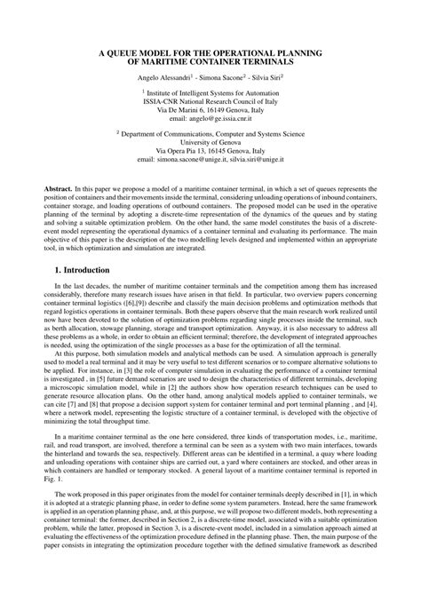Pdf A Queue Model For The Operational Planning Of Maritime Container