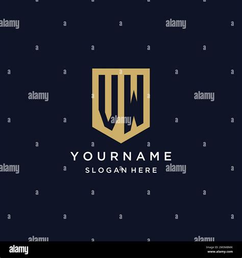 Vw Monogram Initials Logo Design With Shield Icon Template Stock Vector
