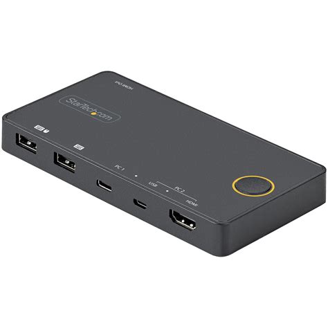 StarTech Com 2 Port Hybrid USB A HDMI USB C KVM Switch Single 4K 60Hz HDMI 2 0 Monitor