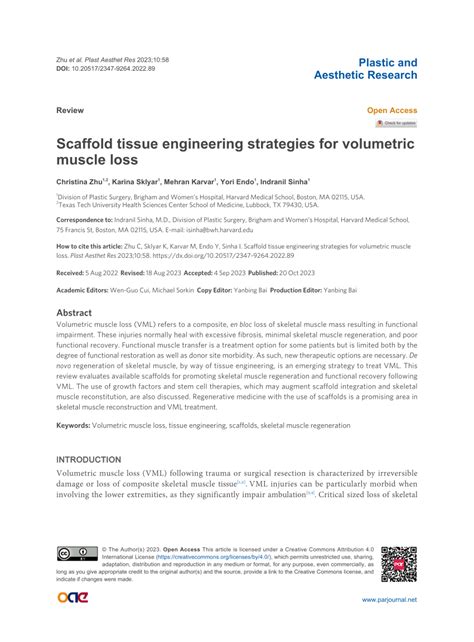 Pdf Scaffold Tissue Engineering Strategies For Volumetric Muscle Loss