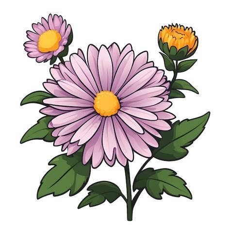 Aster Illustration Vibrant Flower Art Design Aster Artwork Botanical Illustration Aster Flower D
