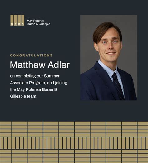 Congratulations To Matthew Adler On Completing Our Summer Associate