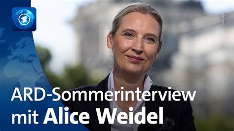 Afd Fraktionsvorsitzende Alice Weidel Im Ard Sommerinterview Youtube
