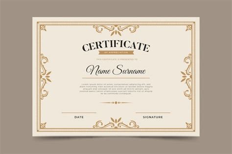 황금 요소와 우아한 인증서 템플릿 무료 벡터