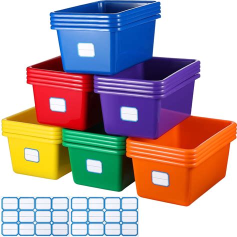 Hoolerry 24 Pcs Plastic Cubby Storage Bins Classroom Cubby Organization With Self