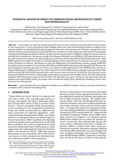 Pdf Stochastic Analysis Of Urban V2x Communications Orthogonality Versus Non Orthogonality