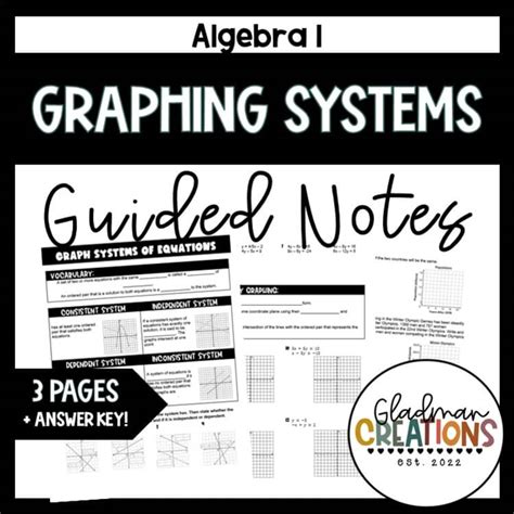 Graphing Systems Of Linear Equations Algebra 1 Guided Notes Tpt