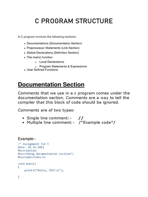 C Program Structure Pdf C Programming Language Software
