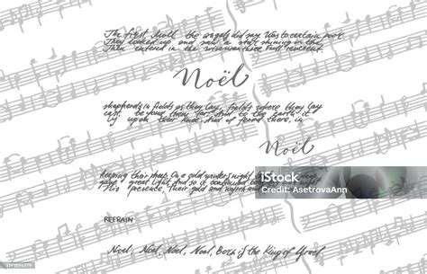 크리스마스 노래 노엘 Holidey 배경 그림입니다 인사말 카드 초대와 함께 Xmas 노래 빈티지 일러스트 노래를 들고 크리스마스 캐롤 0명에 대한 스톡 벡터 아트 및 기타