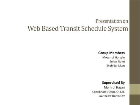Project Presentation Transit Schedule System For Dhaka City Ppt