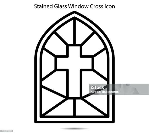Stained Glass Window Cross Icon Stock Illustration Download Image Now