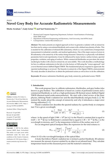 Pdf Novel Grey Body For Accurate Radiometric Measurements