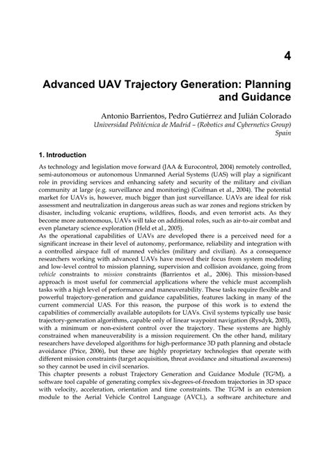 Pdf Advanced Uav Trajectory Generation Planning And Guidance