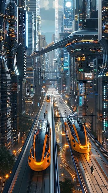 Premium Photo Futuristic Cityscape Aipowered Transportation