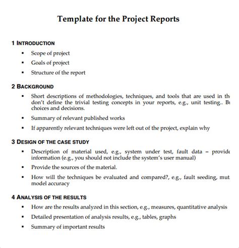 10 project report templates download for free sample templates