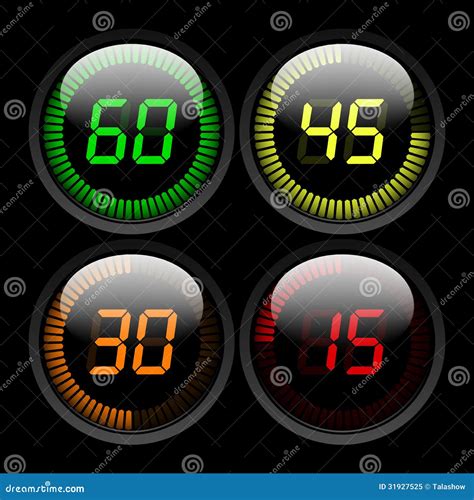 Digital Countdown Timer With Five Minutes Interval In Modern Style Set