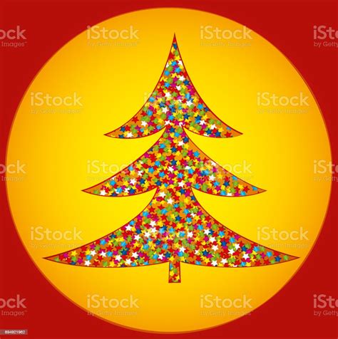 크리스마스 나무의 형태로 여러 가지 빛깔된 레인 보우 색종이 벡터입니다 엽서 또는 새 해의 휴일에 초대 텍스트 또는 광고를 위한 여유 공간 0명에 대한 스톡 벡터 아트 및