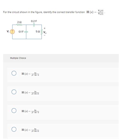 Solved For The Circuit Shown In The Figure Identify The