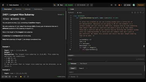 [ leetcode ] longest nice subarray python youtube