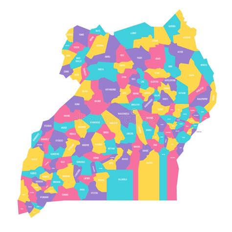 Uganda Political Map Of Administrative Divisions Stock Vector