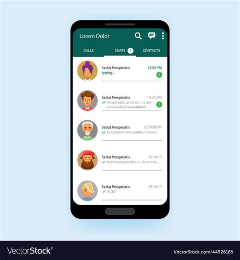 Mobile Ui Kit Chat App Template Messenger Vector Image