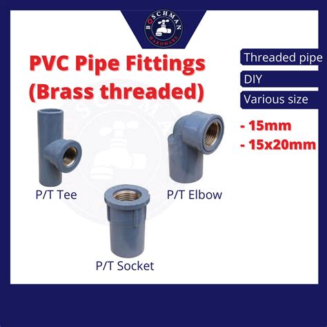 Brass Threaded Pvc Pipe Joint Fitting Penyambung Paip Pvc Grey Pipe