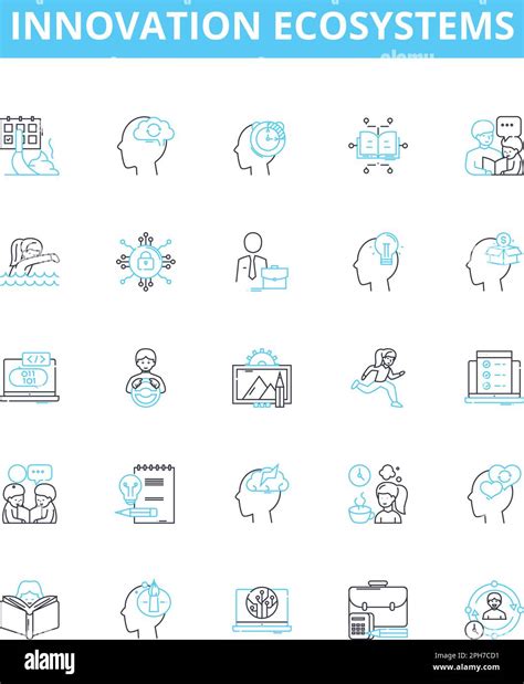 Innovation Ecosystems Vector Line Icons Set Ecosystem Innovation