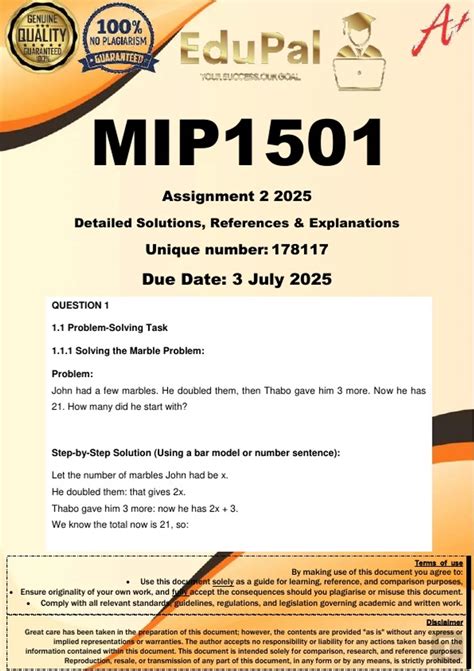 Mip1501 Assignment 2 Complete Answers 2025 178117 Due 3 July 2025