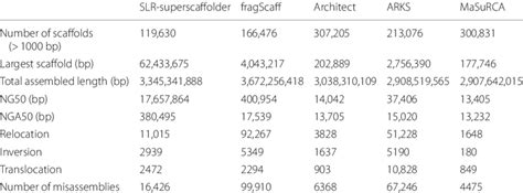 Evaluation Summary Of Assemblies Using Masurca Contigs As Input Download Scientific Diagram