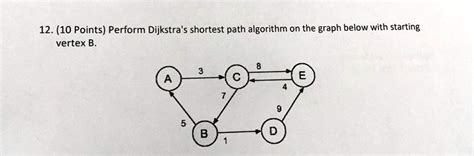 video solution 12 10 points perform dijkstra s shortest path algorithm on the graph below