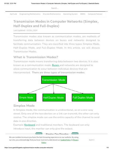 Transmission Modes In Computer Networks Simplex Half Duplex And Full Duplex Geeksforgeeks