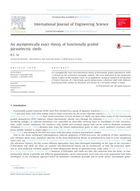 Pdf An Asymptotically Exact Theory Of Functionally Graded Piezoelectric Shells