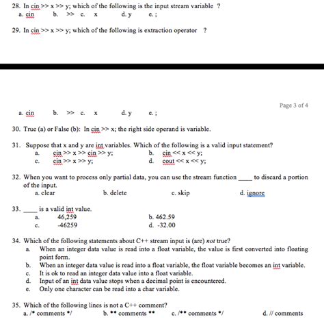 Solved In Cin X Y Which Of The Following Is The Chegg