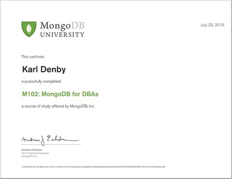 Mongocoursecompleted Karl Denby
