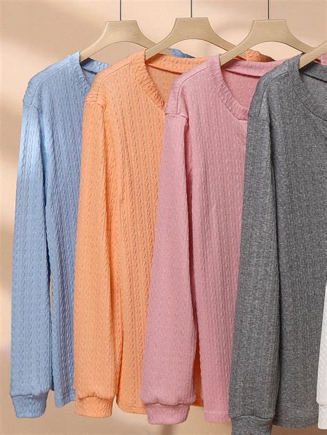 Loose Plain Notched Casual T Blouse Justfashionnow