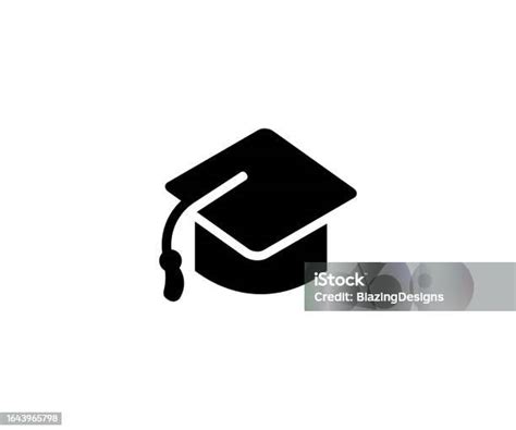 졸업 모자 아이콘 박격포 모자 기호입니다 아카데믹 캡 픽토그램 교육 기호 벡터 디자인 및 일러스트레이션 검은색에 대한 스톡 벡터