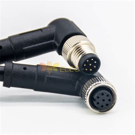 M8 Cable Connector 8 Pin Right Angle Male To Female A Code Cordset