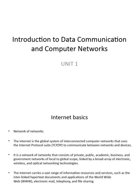 unit 1 introduction to data communication and computer networks by prof
