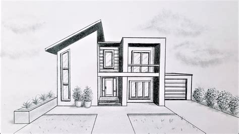 How To Draw A House In One Point Perspective Step By Step Youtube