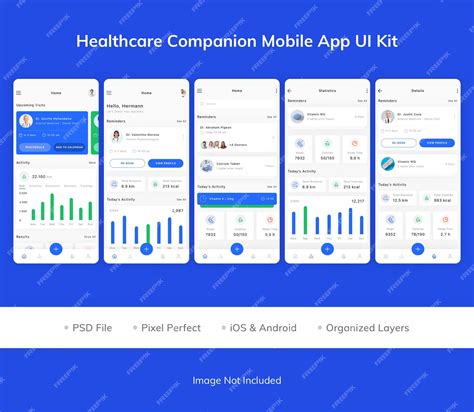 premium psd healthcare companion mobile app ui kit