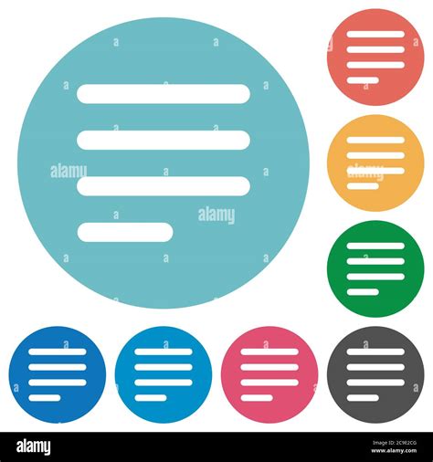 Text Align Justify Last Row Left Flat White Icons On Round Color