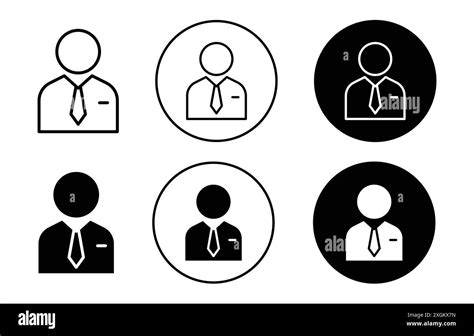Businessman Icon Logo Sign Vector Outline In Black And White Color