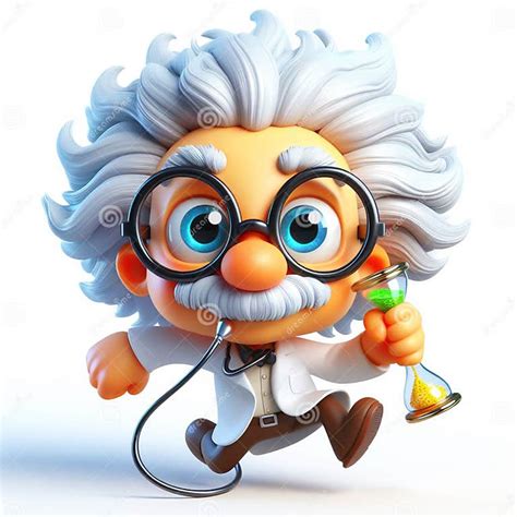 Funny Cartoon Of Einstein The Famous Physicist With Shaggy Hair Ai