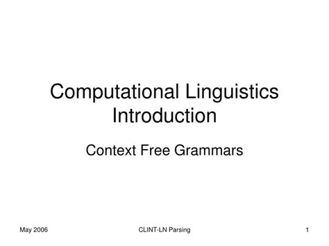 Ppt Computational Linguistics Introduction Powerpoint Presentation