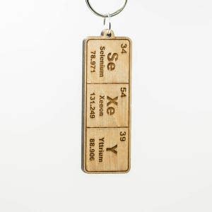 Sexey Elements Keychain Periodic Table Keychain Elemental Sexy Engraved Wooden Charm Science