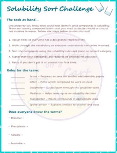 Solubility Rules Activity Sorting And Naming Compounds Digital Print