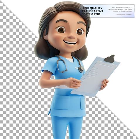 A Cartoon Of A Nurse With A Clipboard And A Clipboard Premium Ai Generated Psd